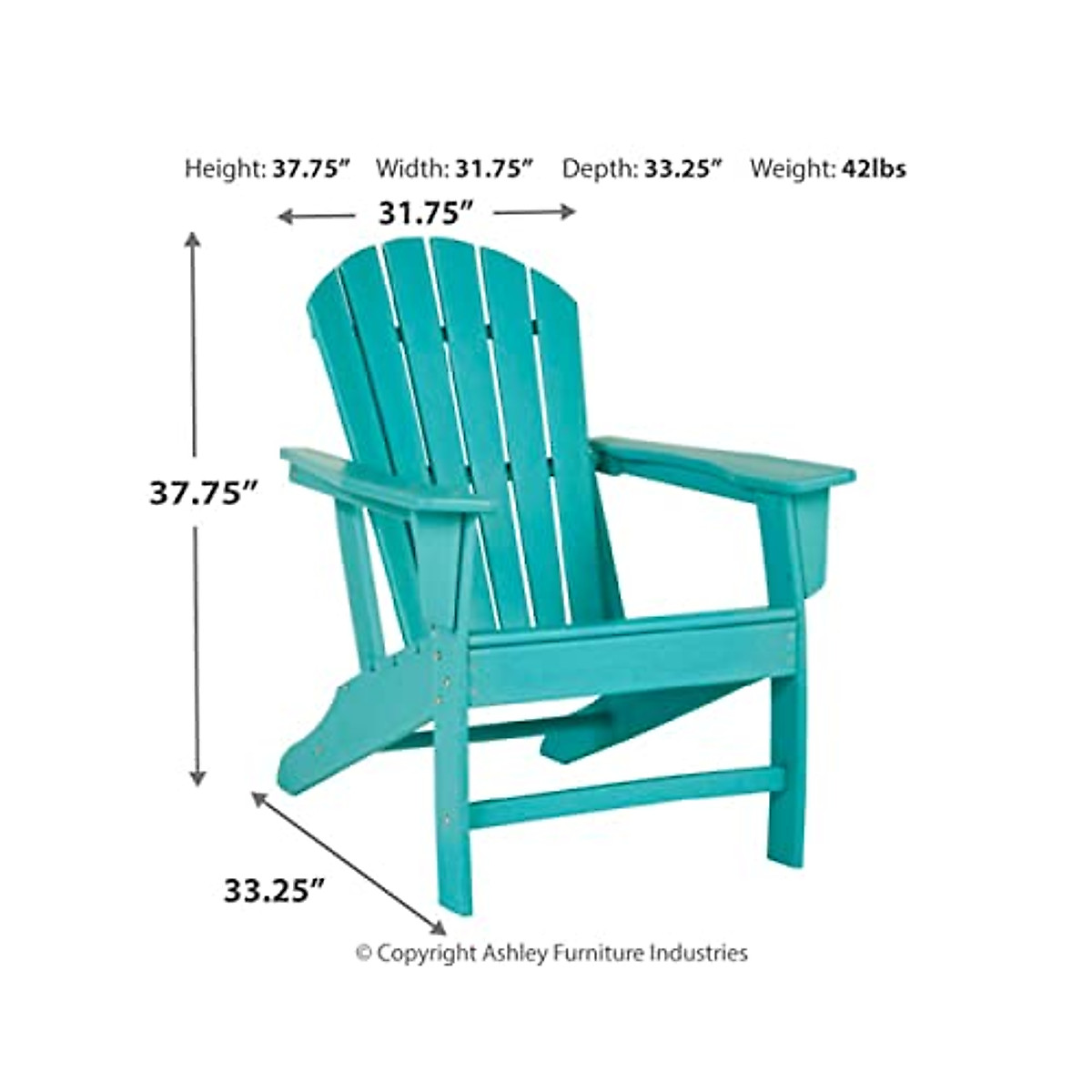 Signature Design by Ashley Sundown Treasure Outdoor Patio HDPE Weather Resistant Adirondack Chair, Blue