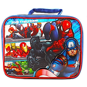 Marvel Avengers Backpack and Lunch Box Set for Kids - Bundle with Superhero Backpack and Lunch Bag Plus Spiderman Stickers and More (Superhero Backpacks for Boys)