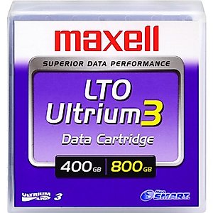 Maxell LTO Ultrium 3 Tape Cartridge. 1PK LTO3 ULTRIUM 400/800GB TAPE CARTRIDGE TAPMED. LTO Ultrium LTO-3 - 400GB (Native) / 800GB (Compressed) - 1 Pack