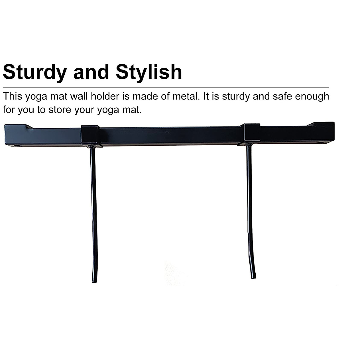 Ccsh Simple Black Yoga Mat Holder Wall Mount, Large Capacity Hanging Storage Space Saver Yoga Mat Storage Rack for Gym Studio, Easy to Install (Size : Large)