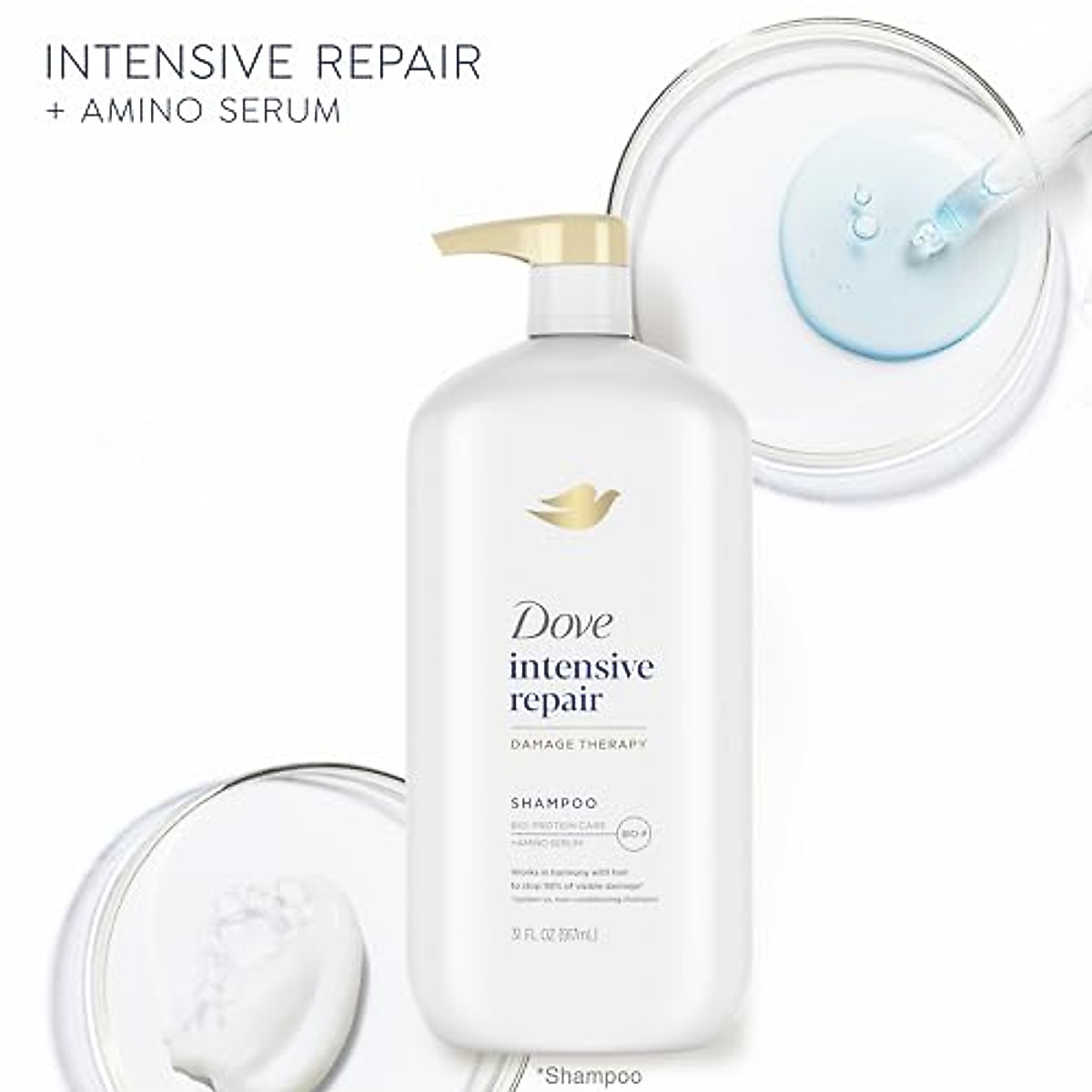 Dove Shampoo Intensive Repair Pack of 4 for Damaged Hair Shampoo with Bio-Restore Complex 31 oz