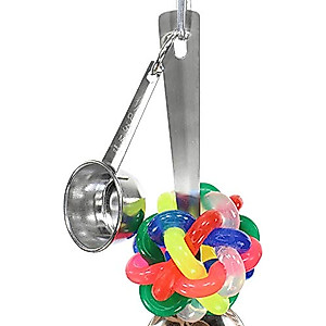 1976 Spaghetti Leather Bonka Bird Toys Durable Shiny Stainless Steel Parrot Cockatoo African Grey Macaw