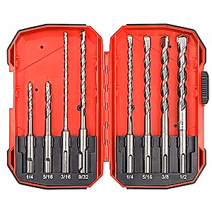 wesleydrill Rotary Hammer Drill Bit Set 8 Pcs SDS-Plus Drill Bits Fit for Fast Drilling in Block, Masonry and Concrete