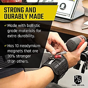 Mob Armor Mag Band Magnetic Wrist Tool Holder - Magnetic Wristband for Holding Screws, Nails, Fasteners, and More, Magnetic Wristband for Mechanic, Handyman, Electrician, Tech Geek, 13" x 3.25"