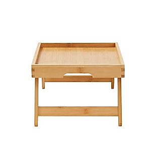 VEVOR 2-Pack Bed Tray Table with Foldable Legs, Bamboo Breakfast Tray for Sofa, Bed, Eating, Snacking, and Working, Folding Serving Laptop Desk Tray, Portable Food Snack Platter for Picnic, 15.7"x11"