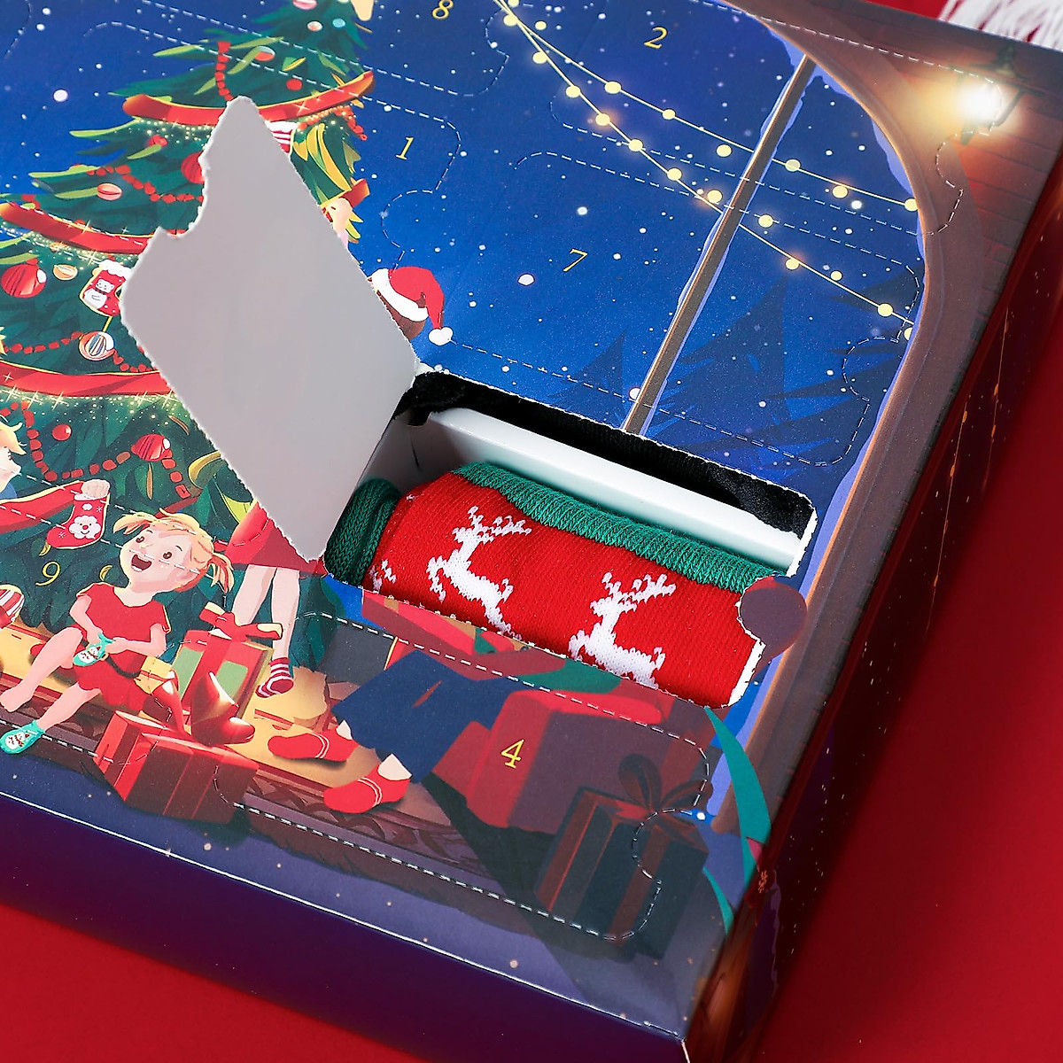 Loozykit Christmas Socks Advent Calendar 2024, 12 Days of Christmas Advent Calendar, Includes 4 Hand Holding Magnetic Socks and 8 Christmas Socks, Xmas Gifts for Adult Men Women