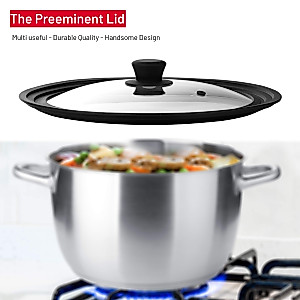 Bezrat Universal Round Lid for Pans, Pots and Skillets Vented Tempered Glass - Graduated Rim Fits 11", 12", 12.5 inch Cookware – Heat Resistant Knob – Food Safe - Microwave Safe – Dishwasher Safe