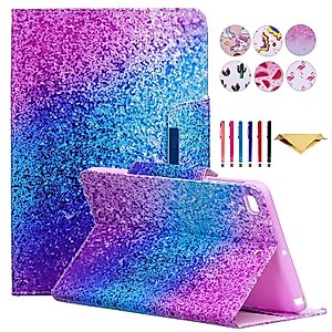 MonsDirect Case for iPad Mini 1 2 3 4 Mini 5, Leather Smart Kickstand Case Flip Wallet Protective Case Compatible with iPad Mini 1 2 3 4 Mini 5 2019, Rainbow Sand