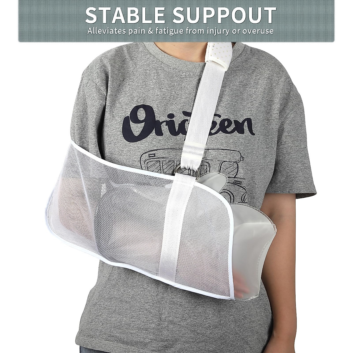 YAVOUN Breathable Mesh Arm Sling for Shower - Adjustable, Slings for Arm Torn Rotator Cuff Injury, shower sling for shoulder, Elbow, Wrist, Sling Forearm - Right Left Arm for Men Women (White)