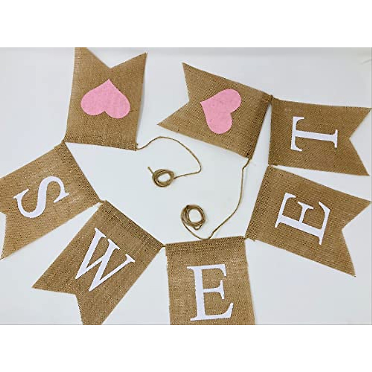 Shimmer Anna Shine Sweet Baby Girl Burlap Banner for Baby Shower Decorations and Gender Reveal Party (Light Pink Hearts)