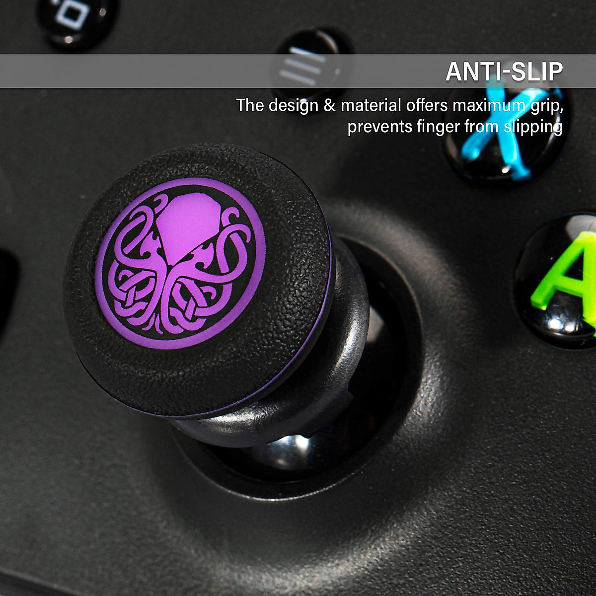 Playrealm FPS Thumbstick Extender & 3D Texture Rubber Silicone Grip Cover 2 Sets for Xbox Series X/S & Xbox One Controller(Cthulhu Secret)