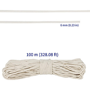 SOUJAP 328 Feet Cotton Clothesline Rope, 1/4 Inch Cotton Sash Cord, White Cotton Clothesline Rope for DIY Decoration, Tie Down