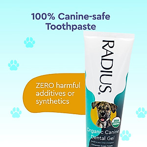 RADIUS USDA Organic Canine Pet Toothpaste 1 Unit, 3 oz, Non Toxic Toothpaste for Dogs, Designed to Clean Teeth and Help Prevent Tartar and Remove Plaque, Xylitol Free
