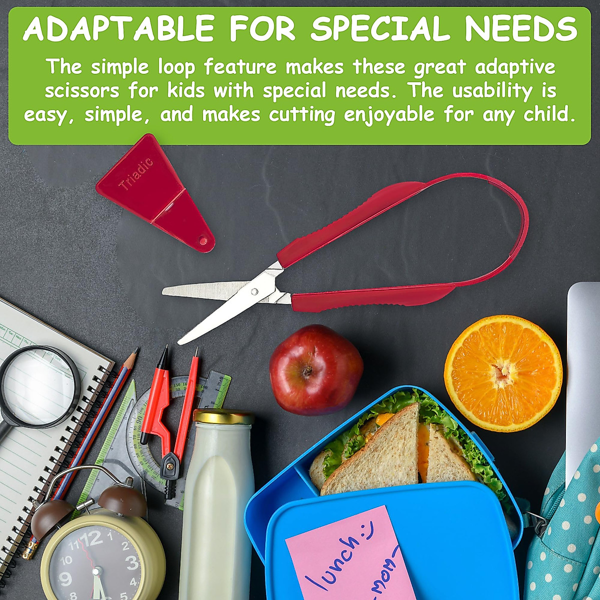 Set of 2 Loop Scissors for Kids Right or Left Handed for Preschools, Schools, Classrooms, Adaptive and Special Needs Children