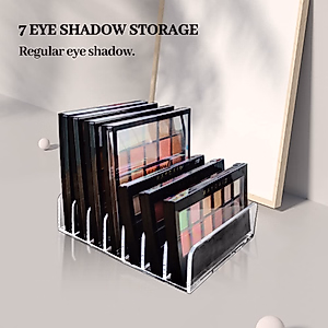 Acrylic Clear Eyeshadow Palette Organizer 7 Sectons Makeup Palette Organizer for Bathroom Countertops,Vanities