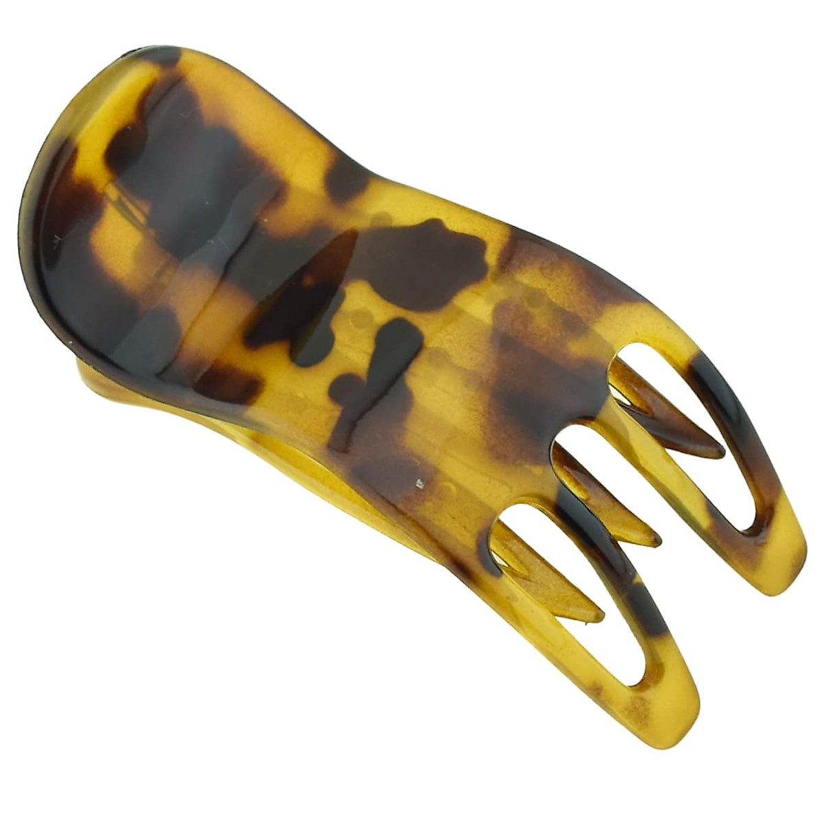 Parcelona French Simply Bear Paw Medium 3” Celluloid Acetate Side Slide In Jaw Yoga Fine Hair Claw Clip for Women and Girls (Light Tortoise Shell)