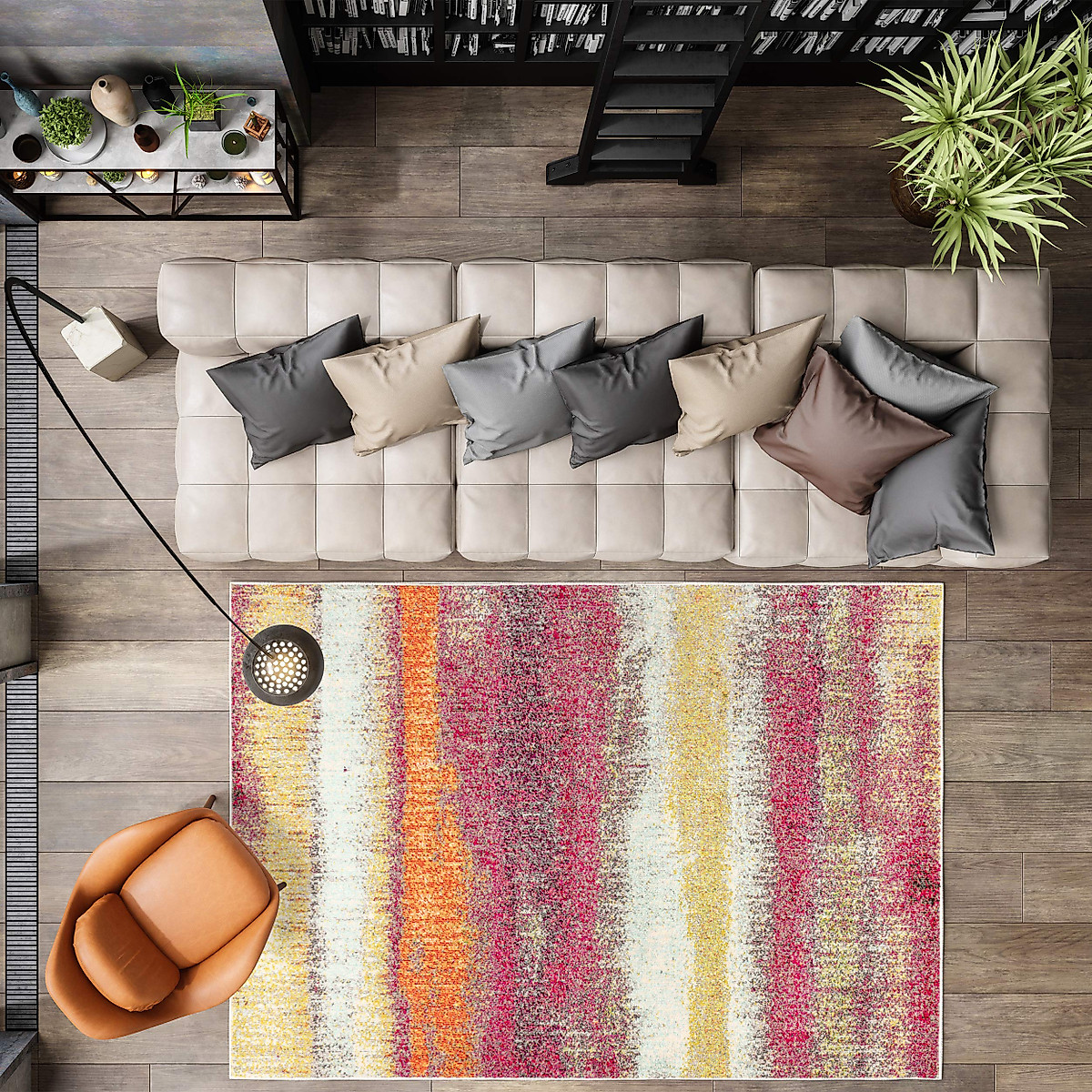 JONATHAN Y CTP105B-3 Contemporary POP Modern Abstract Vintage Indoor Area-Rug Bohemian Easy-Cleaning High Traffic Bedroom Kitchen Living Room Non Shedding, 3 X 5, Cream/Pink