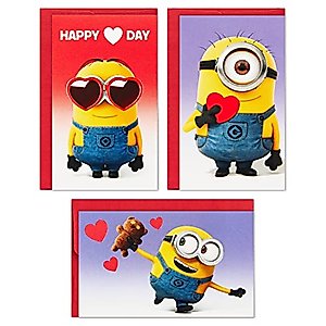 Hallmark Kids Minions Mini Valentines Day Cards Assortment (18 Classroom Cards with Envelopes)