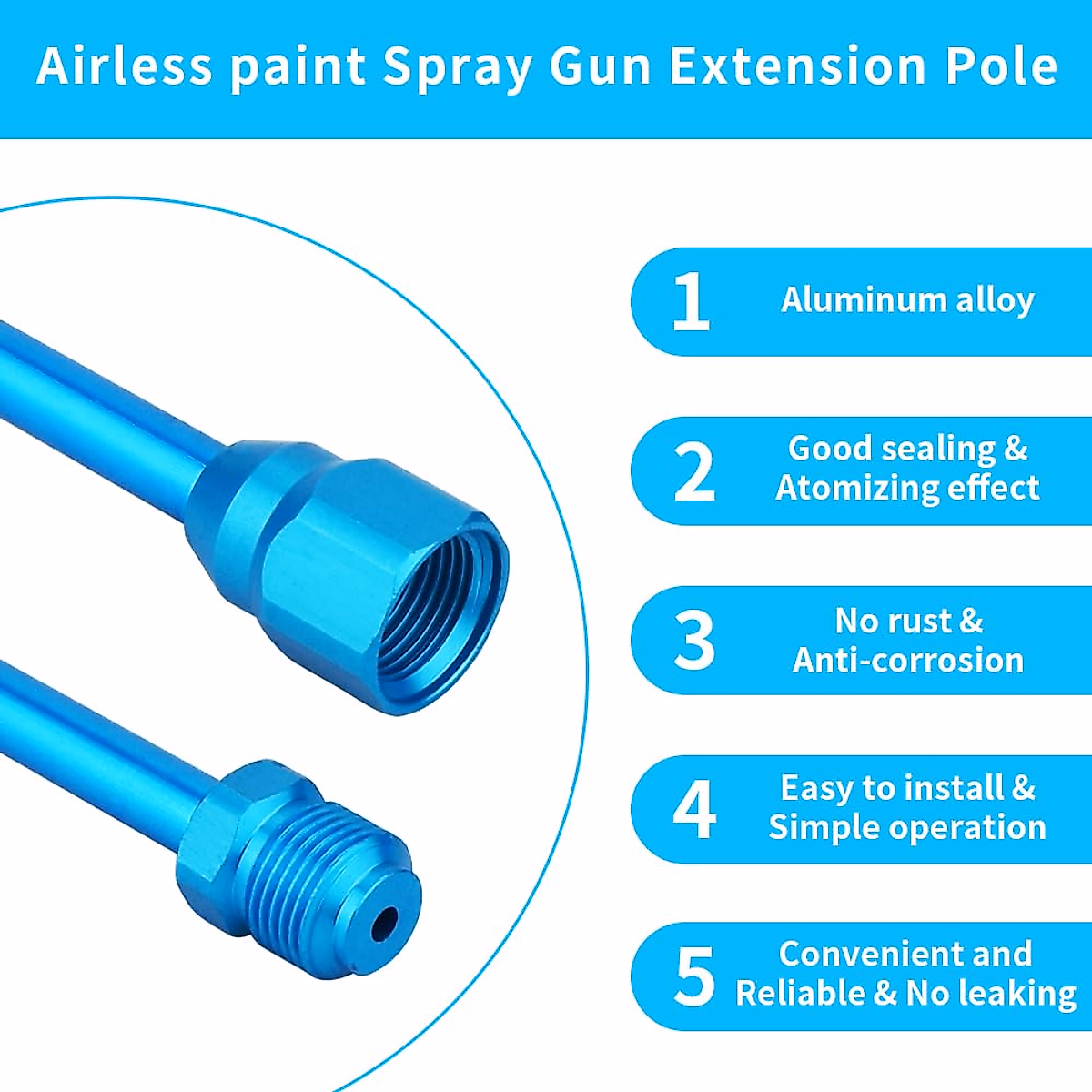 Spray freely 5PCS Airless Sprayer Gun Spray Painting Wand,Airless Spray Gun Tip Extensions,Airless Paint Sprayer Gun Tip Extension Pole,for Airless Paint Gun Wand (blue/8in 12in 20in 30in 40in)
