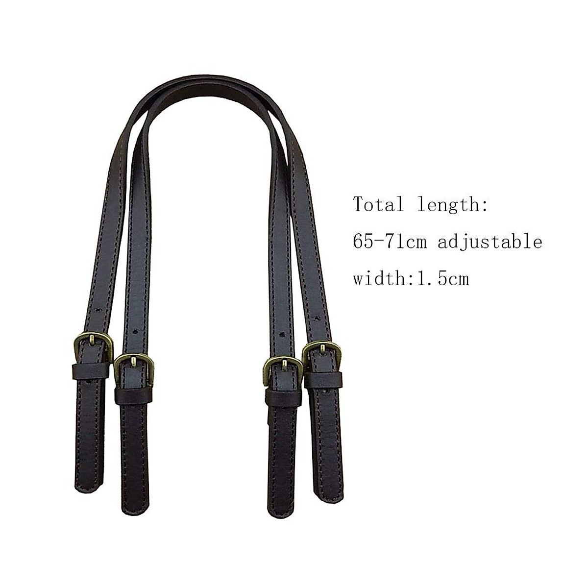 ConStore 2 PCS Leather Replacement Handles Shoulder Straps with Adjustable Buckle Purse Strap Bag Handles DIY Bag Belt Split Leather (Black)