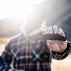 Kershaw Conduit Folding Pocket Knife, 2.9 inch Assisted Opening Blade, Black Spearpoint Blade, Liner Lock, Pocketclip,grey