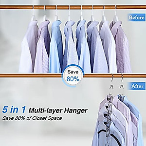 TOPIA HANGER 5 in 1 Multi Layer Clothing Hanger with Anti-Slip EVA Sponge (3 pack), Duty Space Saving Clothes Metal Hanger, Closet Organizers and Storage for Tank Tops, Shirt,Sweater,Coat- Black CT26B