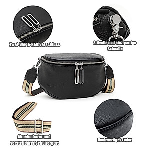 Fibrdoo Leather Crossbody Bag for Women, Elegant Shoulder Bag with Removable Strap Mobile Phone Purse, Leather Saddle Bag, Black