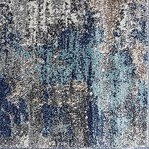LUXE WEAVERS Euston Collection 7679 Dark Blue-Light Blue 8x10 Modern Abstract Area Rug