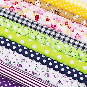 Konsait 56 Pieces 10x10'' Multi-Color Fabric Patchwork Cotton Mixed Squares Bundle Sewing Quilting Craft, Craft Fabric Bundle Squares Patchwork DIY Sewing Scrapbooking Quilting Dot Stripe