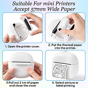 GQIRIL Thermal Printer Sticker Paper - 5 Rolls White Mini Printable Sticker Paper, Adhesive Printing Paper Rolls for Mini Portable Printer, 56 x 25 mm Thermal Print Stickers for Label Photo List Note