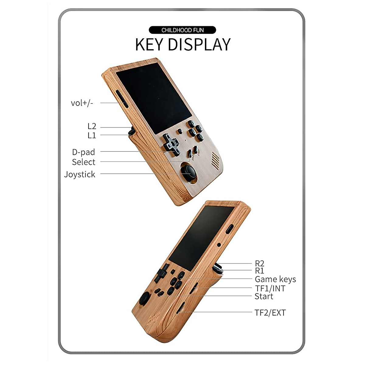 Haoun RG351V Handheld Game Console, 3.5 Inch IPS Screen Retro Game Console with Open Source Linux System 128G TF Card Built-in 10000 Games Portable Video Game Console- Grey