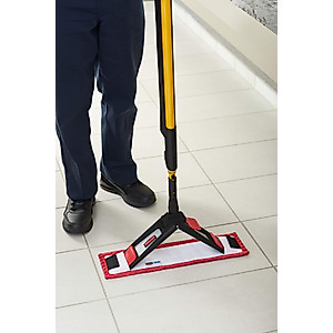 Rubbermaid Commercial Products Microfiber Adaptable Flat Mop Pad, Red, Removes Viruses & Bacteria, Washable, for Heavy-Duty Cleaning on Hardwood/Tile/Laminated Floors in Kitchen/Lobby/Office, Large