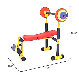 Redmon Fun and Fitness Exercise Equipment for Kids - Weight Bench Set,Incline