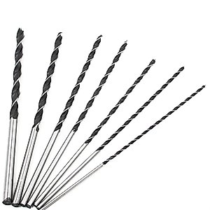 NUZAMAS 300mm Extra Long Twist Drill Bits, Set of 7 Hardened High Carbon Steel Tools 4-10mm for Wood Hole Cutter Drilling