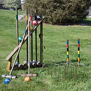 Franklin Sports Outdoor Croquet Set - 6 Player Croquet Set with Stakes, Mallets, Wickets, and Balls - Backyard/Lawn Croquet Set - Vintage