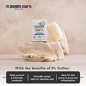 The Grandpa Soap Co. Thylox Acne Treatment Bar Soap - With 3% Natural Sulfur - Prevents and Eliminates breakouts - For Acne Prone Skin - Safe for Sensitive Skin - 3.25 Ounces (Pack of 2)