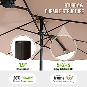 Sophia & William 15ft Patio Umbrella (Base Included), Extra Large Outdoor Double-sided Umbrella, Beige