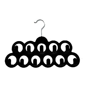 JIANWEI 2pcs Clothes Hanger, Non Slip Closet Scarf Rack, 11 Holes Velvet Swivel Hook, Space Saving Coat Hanger Suit Hangers for Men/Women/Adult(Black)