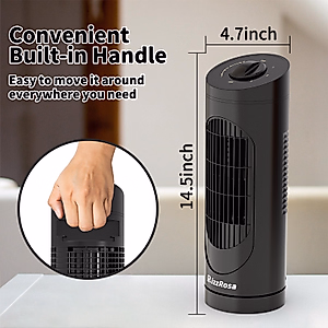 RizzRosa 14 Inch Tower Fan Oscillating Fan, Desk Fan with 3-Speed Options, 80° Oscillation,Quiet Cooling Bladeless Fan for Office Bedroom Home Desktop