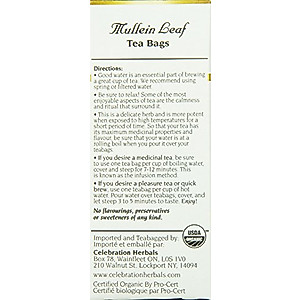 CELEBRATION HERBALS Mullein Leaf Organic 24 Bag, 0.02 Pound