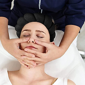 LALAXAVA Spa Headband Hair Band for Women - Puffy Sponge Black Headbands for Washing Face Hair Headband for Skincare, Makeup Removal, Shower - Soft Absorbent Terry Towel Cloth Fabric