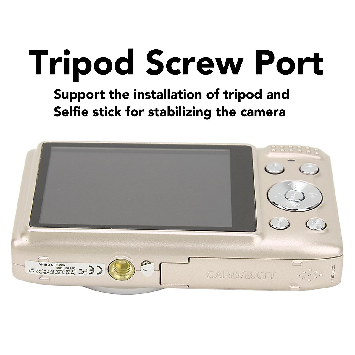 Digital Video Camera, Face Recognition Auto Focus 2.88 Inch Screen 58M 4K Digital Camera 16X for Daily Life (Gold)