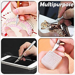 Vabogu 1 Pieces Craft Knife Hobby Knife 10Pieces Blades for Crafting and Cutting Carving Scrapbooking Art Work Cutting with Safety Cap and Craft Ruler and (Purple)