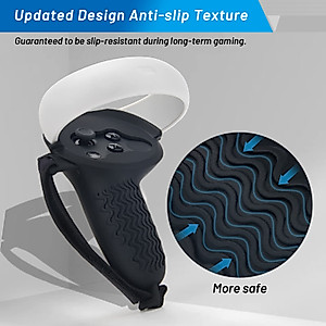 Controller Grips Cover for Oculus/Meta Quest 2, Pletpet Anti-Throw Handle Cover with Adjustable Straps for Oculus Quest 2 Accessories Black Silicone Soft Handle Protective Sleeve (FOR Oculus Quest 2)