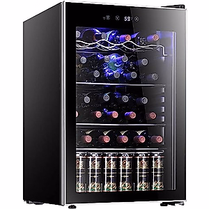36 Bottle Wine Cooler/Cabinet Beveragerefrigerator Small Mini Red & White Wine Cellar Beer Soda Counter Top Bar Fridge Quiet Operation Compressor Adjust Temperature Freestanding Black
