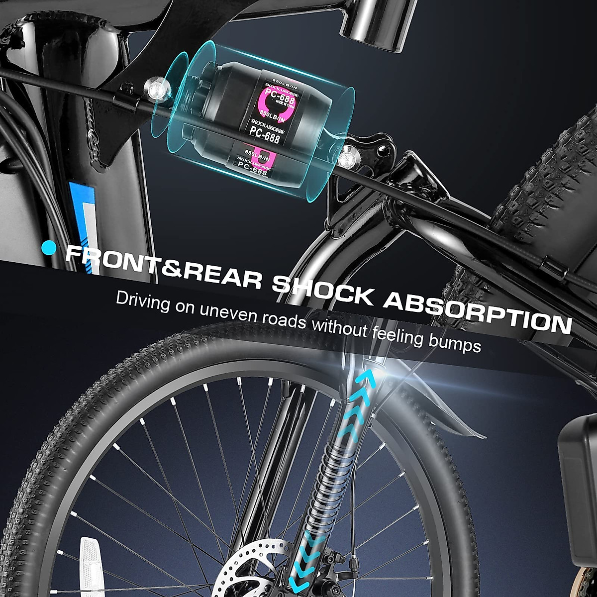 Vivi Electric Bike for Adults 750W Peak Folding Electric Mountain Bike 26'' Commuter Ebike 22MPH Adult Electric Bicycles with Removable Battery, Up to 50 Miles, LCD Display, Dual Shock Absorber