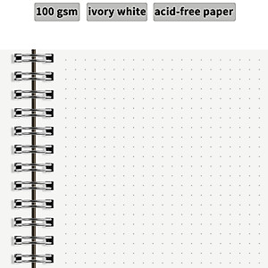 HULYTRAAT Large Dot Grid Spiral Notebook, 8.5" x 11", Premium 100 gsm Ivory White Paper, Sturdy See-Through Cover, 128 Dotted Pages per Book (2 Pack) for Home, School, Office, Artist Writing/Drawing