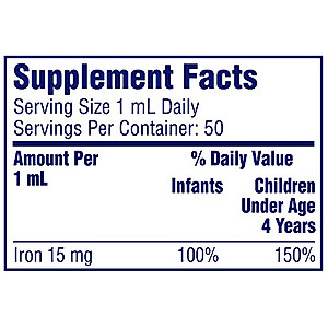 Enfamil Fer-In-Sol Iron Supplement Drops for Infants & Toddlers, Supports Brain Development, 50 mL Dropper Bottle, Pack of 2