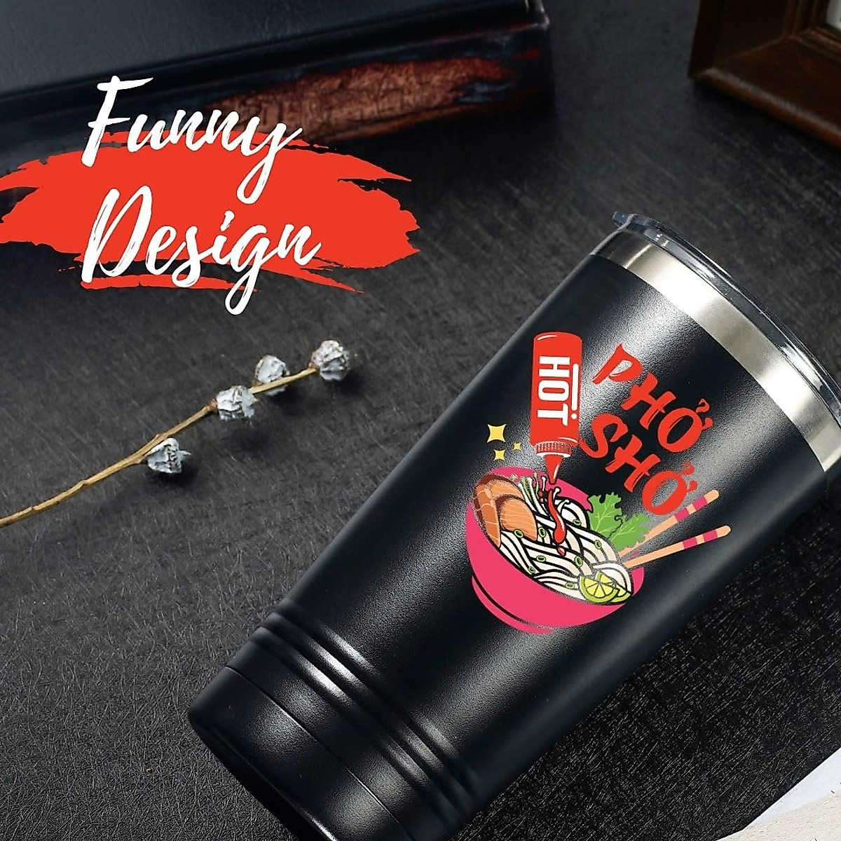 Onebttl Pho Gifts for Men Women, Pho Lovers, Vietnamese, Coworkers - Pho Sho - Stainless Steel 20Oz Tumbler, Black