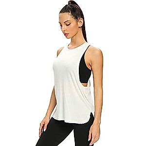 Ullnoy Workout Tank Tops for Women Running Muscle Tanks Sleeveless Loose Fit Gym Yoga Sport Shirts-5 Pack Black/White/Dark Gray/Army/Blue M